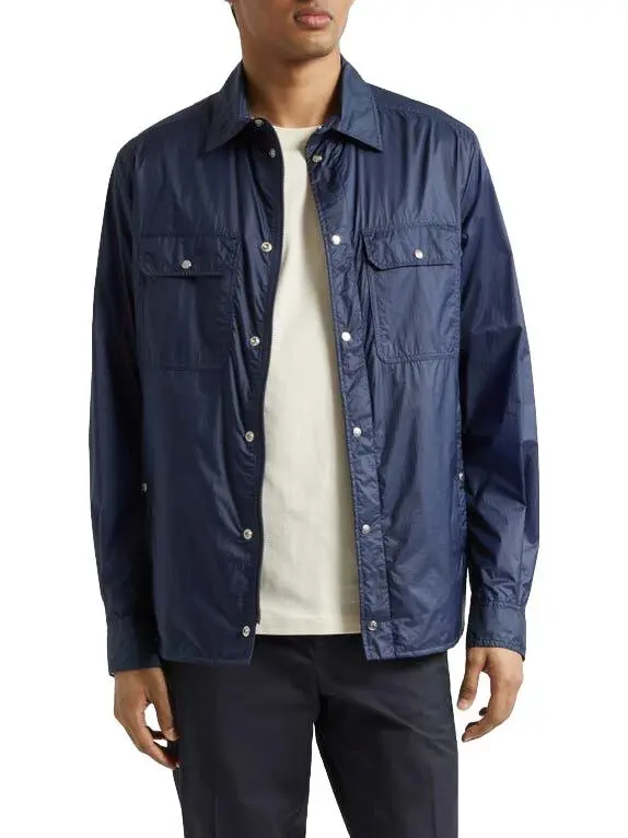 Moncler Water Repellent Nylon Ripstop Shirt Jacket - Navy Blue