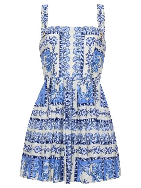 Cara Cara Micaela Mini Fit-and-flare Dress - Hudson Scarf Sky