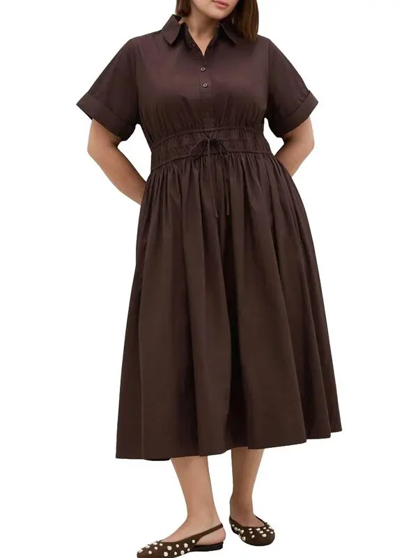 City Chic Lana Shirtdress - Chocolate
