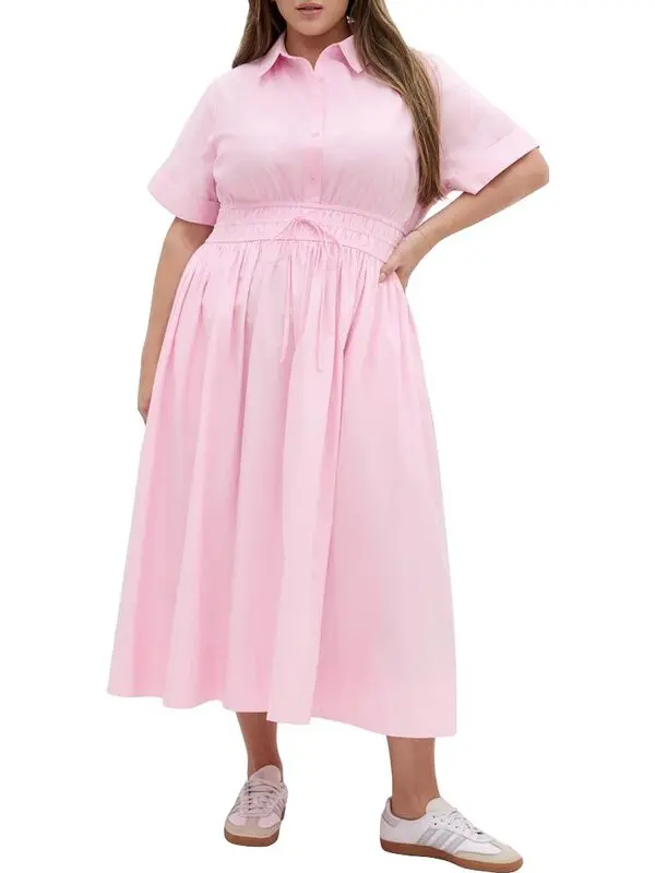 City Chic Lana Shirtdress - Heavenly Pink