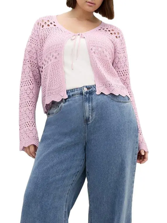 City Chic Love Open Stitch Cardigan - Blush