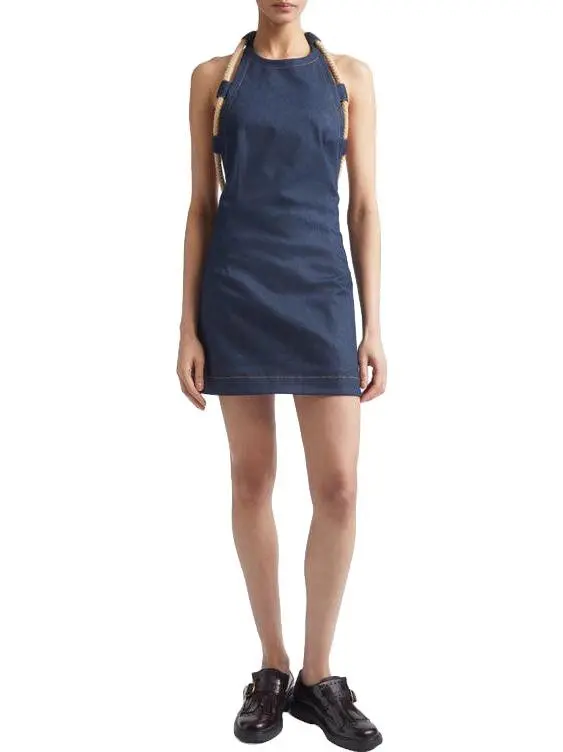 Monse Rope Trim Denim Mini Dress - Dark Indigo