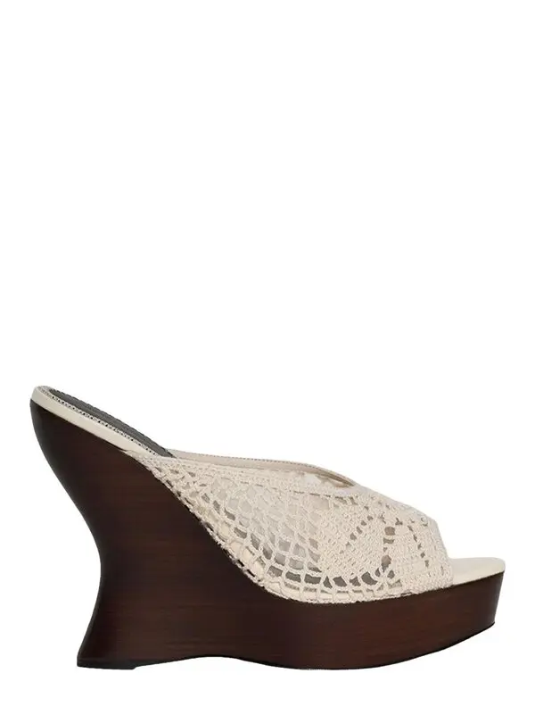 Magda Butrym Crochet Wedge Sandal - Cream