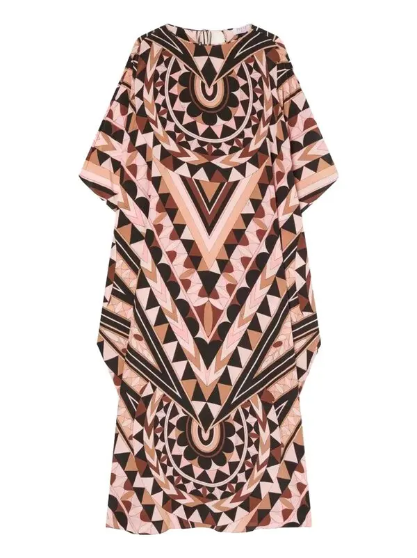 Emilio Pucci Silk Manuba Print Caftan - Nude & Neutrals