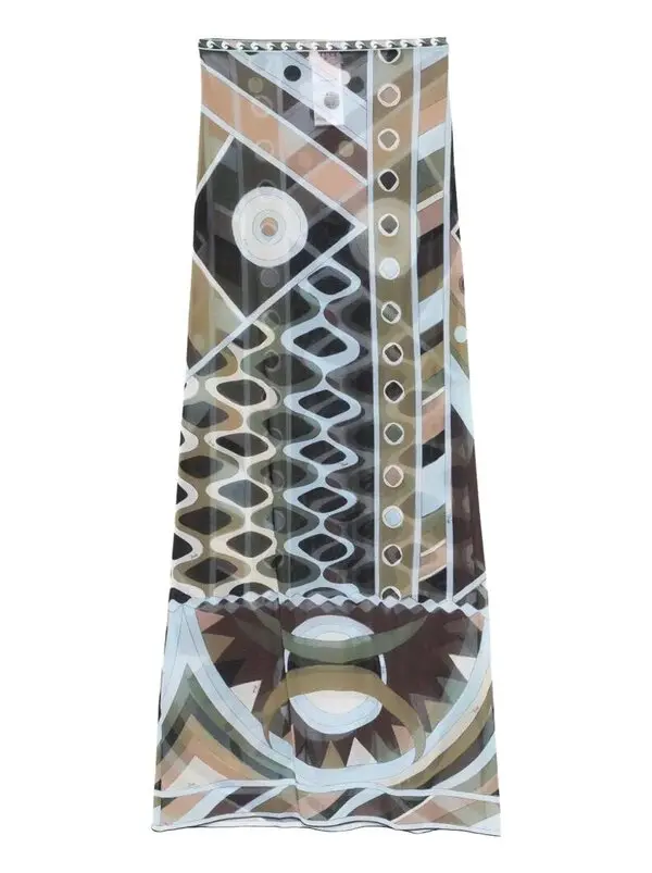 Emilio Pucci Long Tulle Skirt With Vivara Print - Green