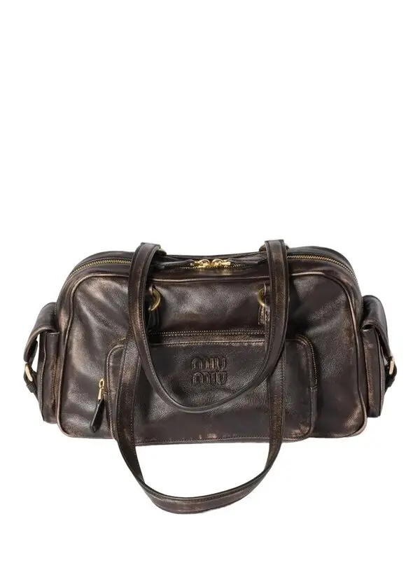 Miu Miu Pocket Nappa Leather Top-handle Bag - Brown