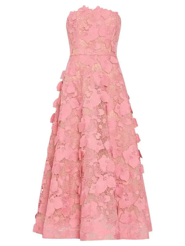 MILLY Petunia Lace Gown - Rose Quartz