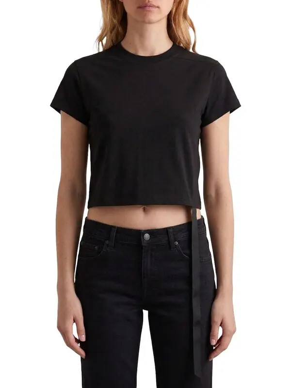 Rick Owens Cropped Cotton T-shirt - Black