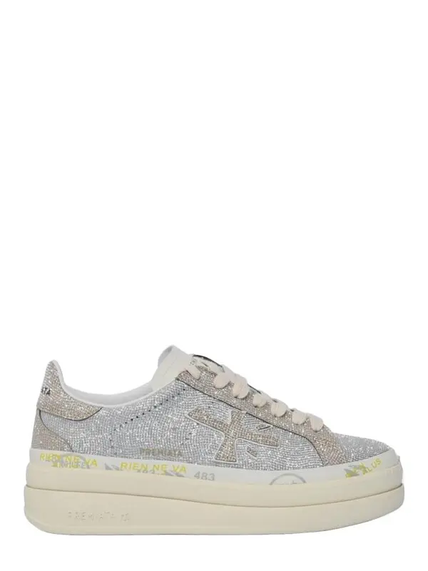 Premiata Claudia Rhinestone Embellished Lace-up Sneakers - Silver