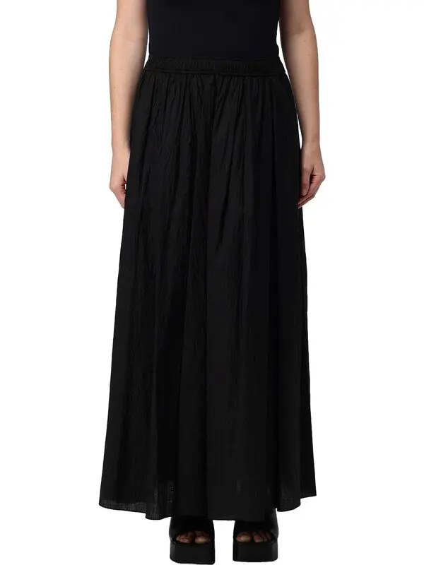 TELA Cotton Blend Pleated Maxi Skirt - Black