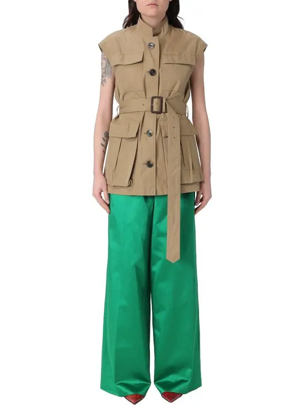 Dries Van Noten Sleeveless Cotton Vest With Belt - Brown