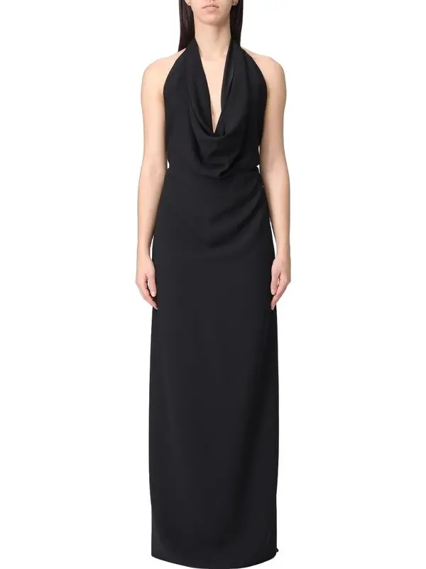 H COUTURE Crepe Long Dress - Black