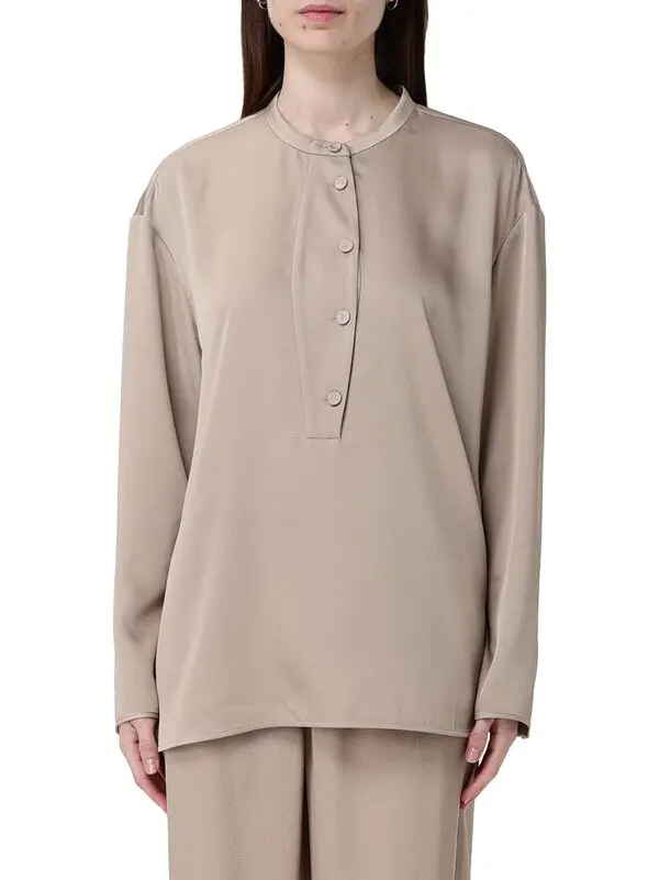 Emporio Armani Mandarin Collar Long Sleeve Shirt - Champagne