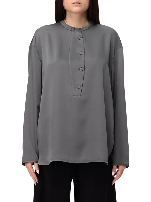 Emporio Armani Mandarin Collar Long Sleeve Shirt - Grey