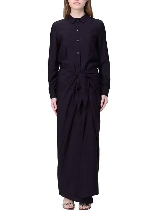 Emporio Armani Viscose Blend Long Sleeve Shirt Dress - Blue