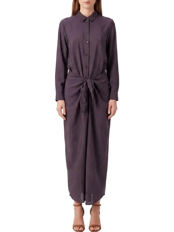 Emporio Armani Viscose Blend Long Sleeve Shirt Dress - Blue