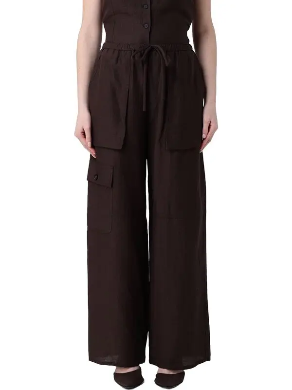 TELA Linen Blend Cargo Trousers - Brown