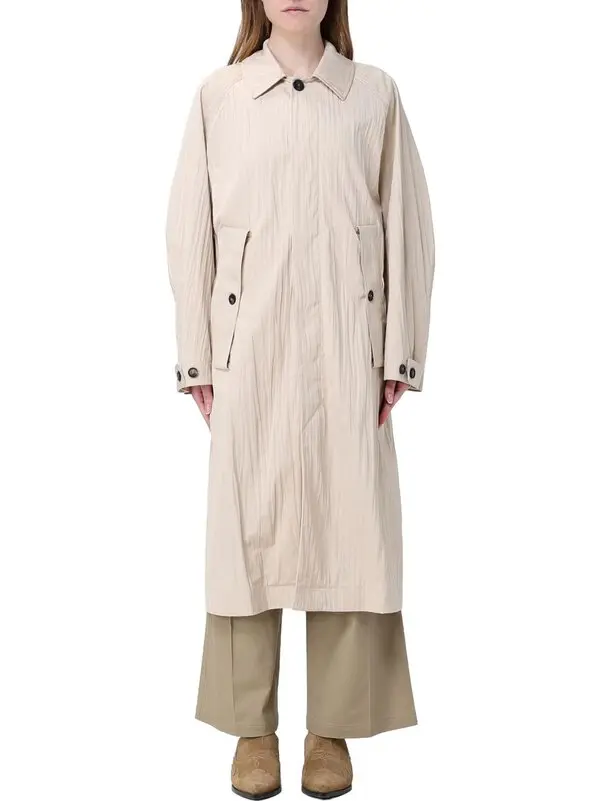 TELA Long Cotton Blend Trench Coat - Beige
