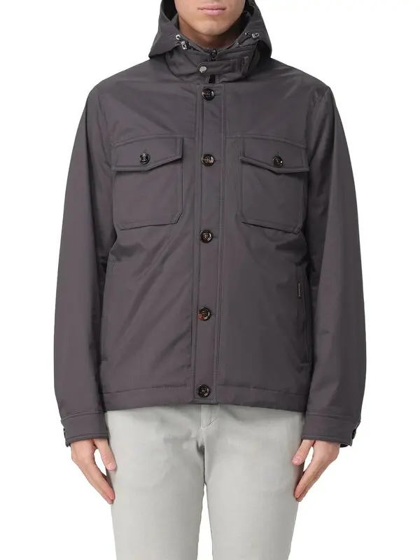 MOORER Jacket With Bib And Drawstring Hood - Charcoal
