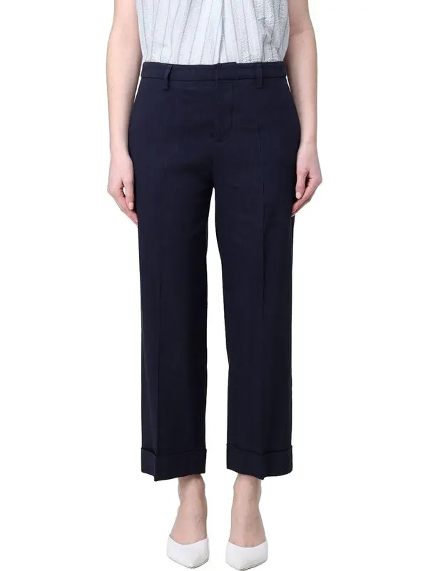TELA Andrew Cropped Linen Blend Pants - Blue