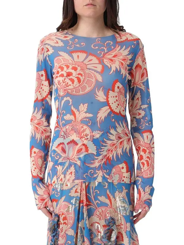 Etro Long-sleeved Printed Top - Gnawed Blue