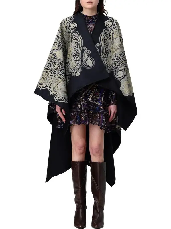 Etro Printed Cape - Black