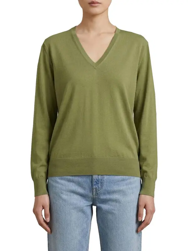 Dries Van Noten V-neck Merino Wool Sweater - Green