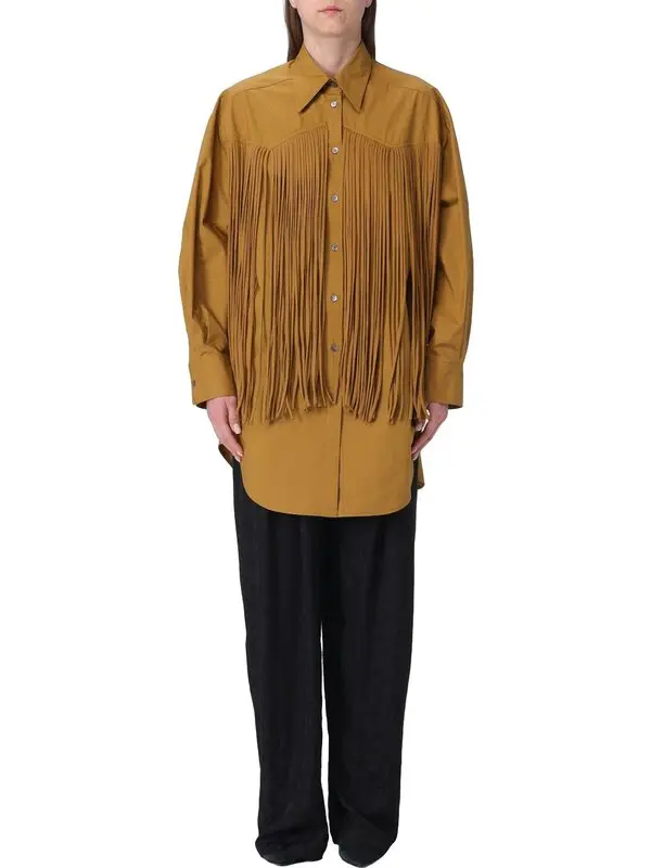 Pinko Fringe Detailed Shirt Dress - Bronze