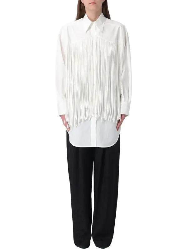 Pinko Fringe Detailed Shirt Dress - White
