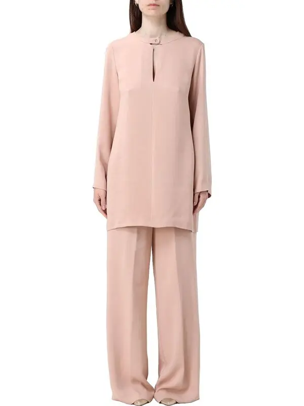 Liviana Conti Draped Plunge Neck Top - Pink