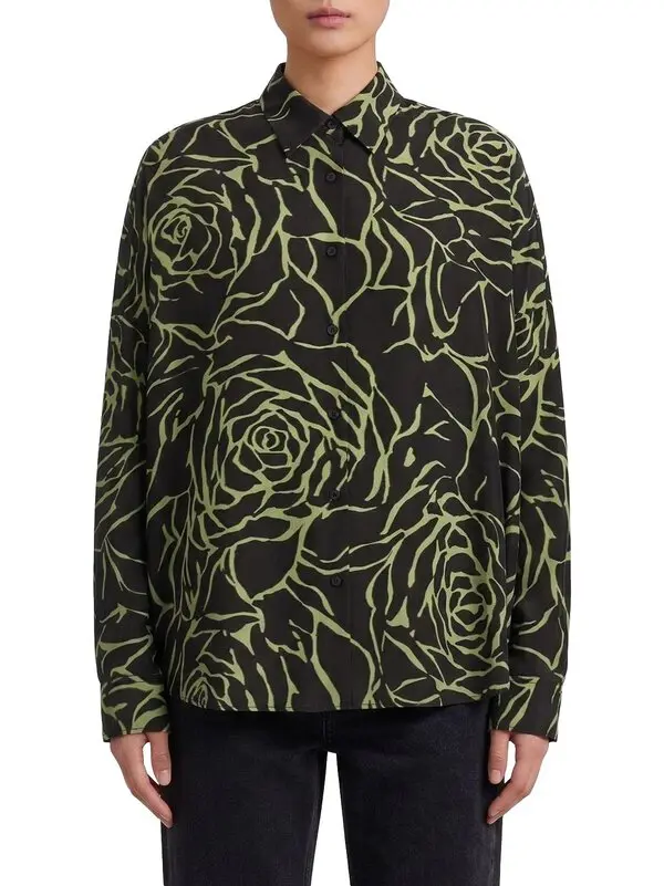 Dries Van Noten Viscose Floral Print Shirt - Black