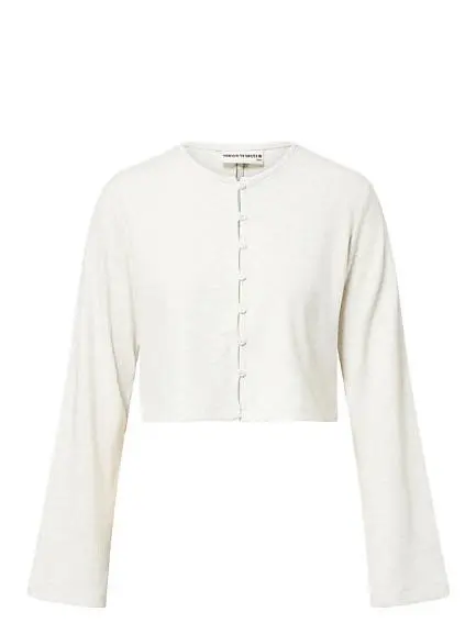 THE COUTURE CLUB Button-through Ribbed Top - Grey