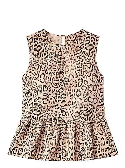 RO&ZO Print Peplum-hem Cotton Top - Leopard