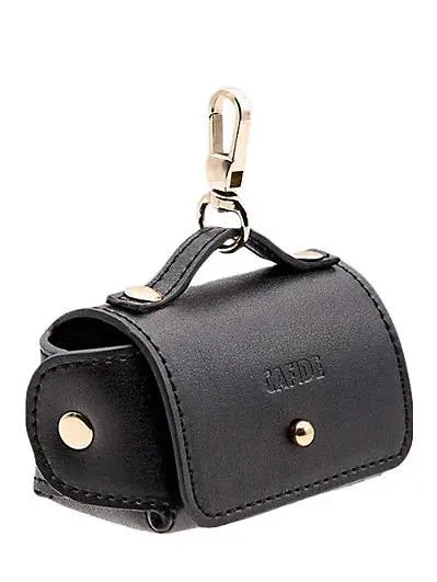 CAFIDE Vegan Leather Poop Bag Holder With Gold Tone Clasp - Black