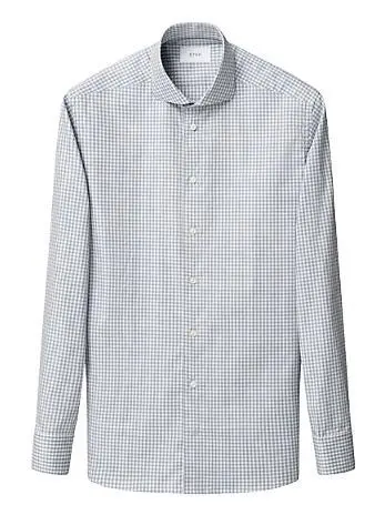 Eton Checked Slim-fit Cotton-twill Shirt - Mid Blue