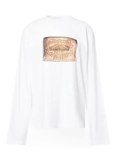 Acne Studios Long-sleeve Cotton T-shirt With Logo Patch - White