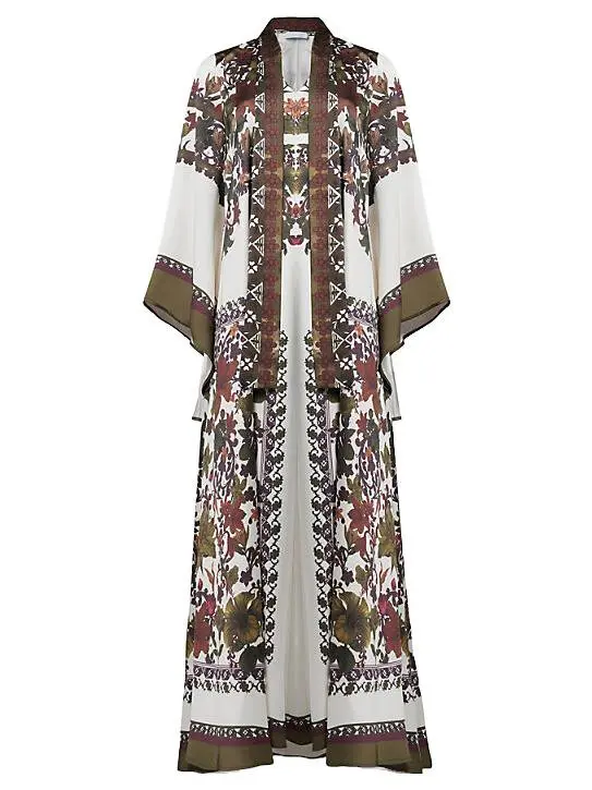 LEEM Tie-neck Floral-print Maxi Dress - Multi-coloured