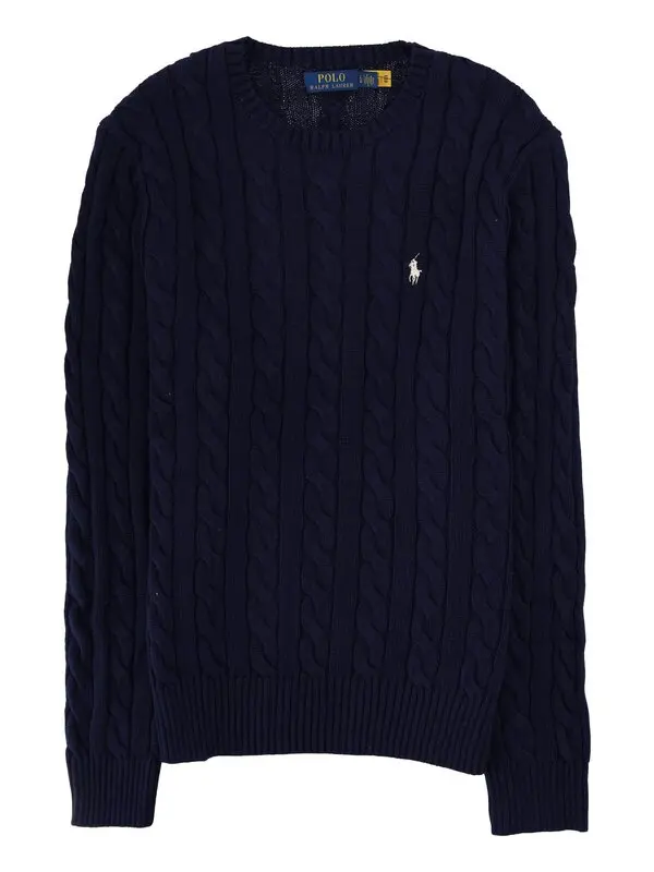 Polo Ralph Lauren Cable Knit Sweater With Logo - Blue
