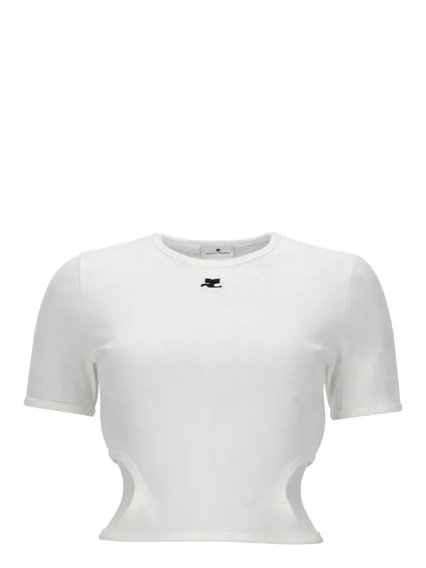 COURREGES Logo Cut-out T-shirt - White