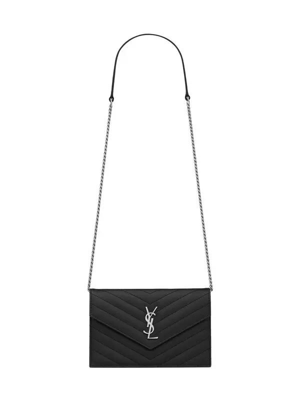 Saint Laurent Envelope Chain Wallet - Black