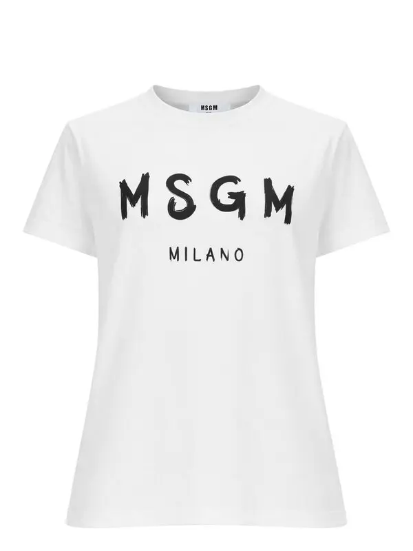 MSGM T-shirt Con Logo Pennellato - White