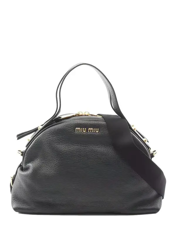 Miu Miu 2010s Vitello Phenix Leather Studded Tote - Black