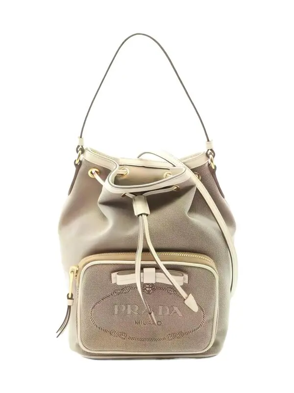 Prada 2010s Logo-detail Bucket Bag - Neutrals