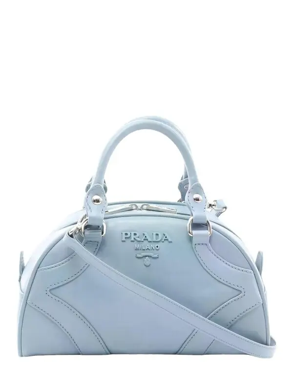 Prada 2010's Soft Leather Two Way Tote Bag - Blue