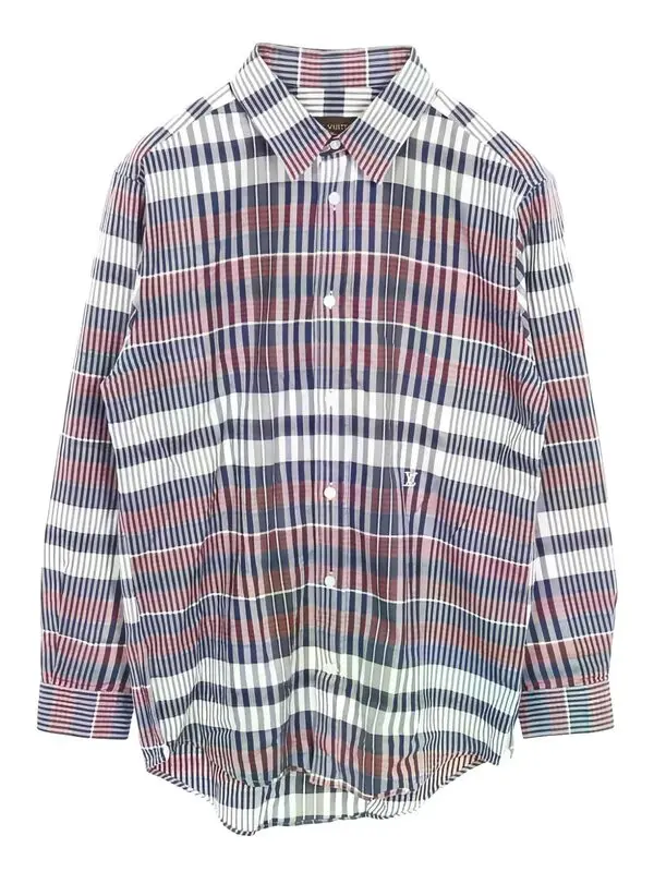 LOUIS VUITTON Check-pattern Long-sleeve Shirt - Blue
