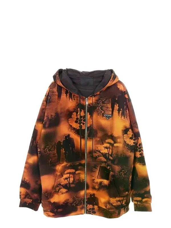 Prada 2010s Graphic-print Zip-up Hoodie - Orange