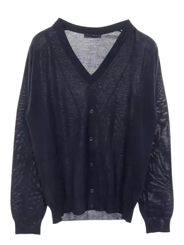 Prada V-neck Wool Cardigan - Blue