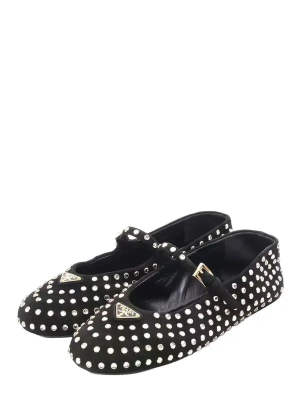 Prada 2010s Rhinestone Embellished Ballet Flats - Black