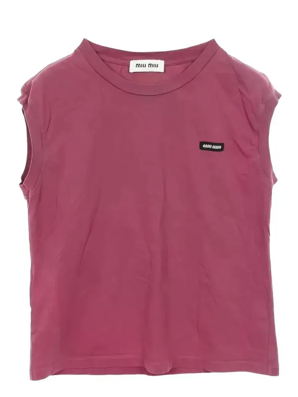 Miu Miu Logo Cotton Tank Top - Red