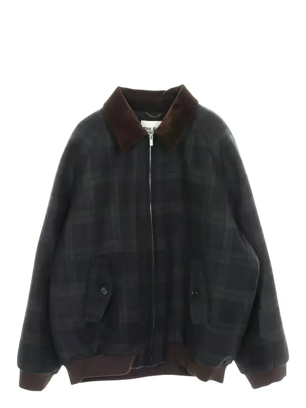 Miu Miu Checked Bomber Jacket - Blue